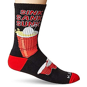 K. Bell Men's Food and Drink Casual Novelty Crew Socks, Sink Sank Sunk (Black), Shoe Size: 6.5-12