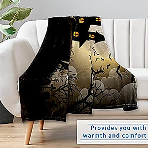 Creepy Halloween Prints Soft Warm Cozy Blanket Throw for Bed Couch Sofa Picnic Camping Beach, 150×100cm