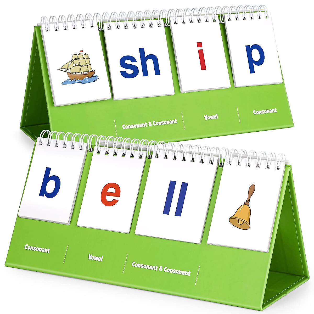 Aizweb CVCC & CCVC Word Builder,Phonics Games Flash Card for Preschool Kindergarten Classroom,Special Education Reading Manipulative Spelling Toy for Learning Activity Teacher School Supplies