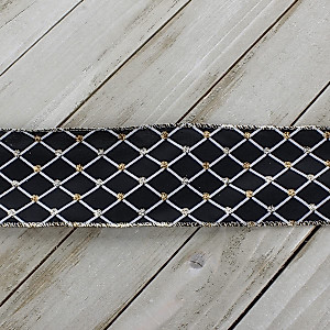Ribbon Traditions Glitter Diamond Wired Ribbon 2 1/2" by 10 Yards - Black