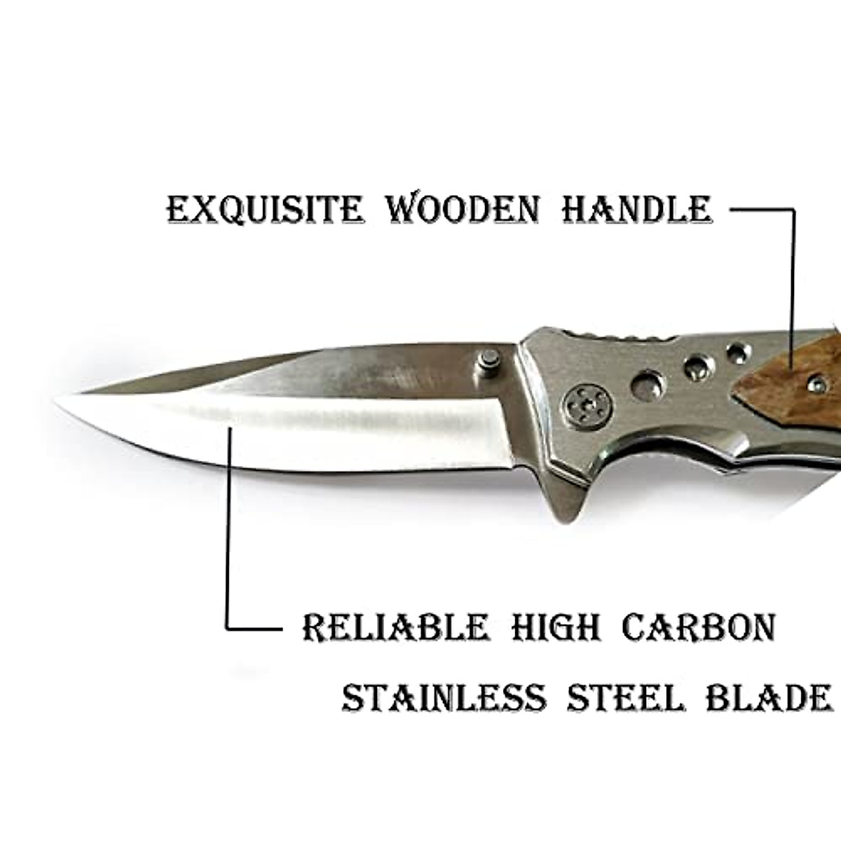 Small Pocket Knife,Pocket Knife for Men,7.9 Inch ,Wooden Handle with Knife Clip, a Gift for Husband,Son,Dad,Brother original steel color