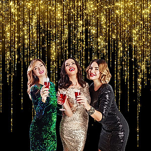 ASOONYUM 84"x60" Gold Glitter Backdrop Golden Black Birthday Party Background for Photography Women Men GIirl Sweet 16th 18th 40th Baby Shower Happy Birthday Banner Kids Portraits Photo Props