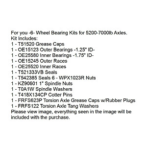 6) Nib Trailer Kits 25580 15123 10-36 for 6000/7000# Axle E.P.R.