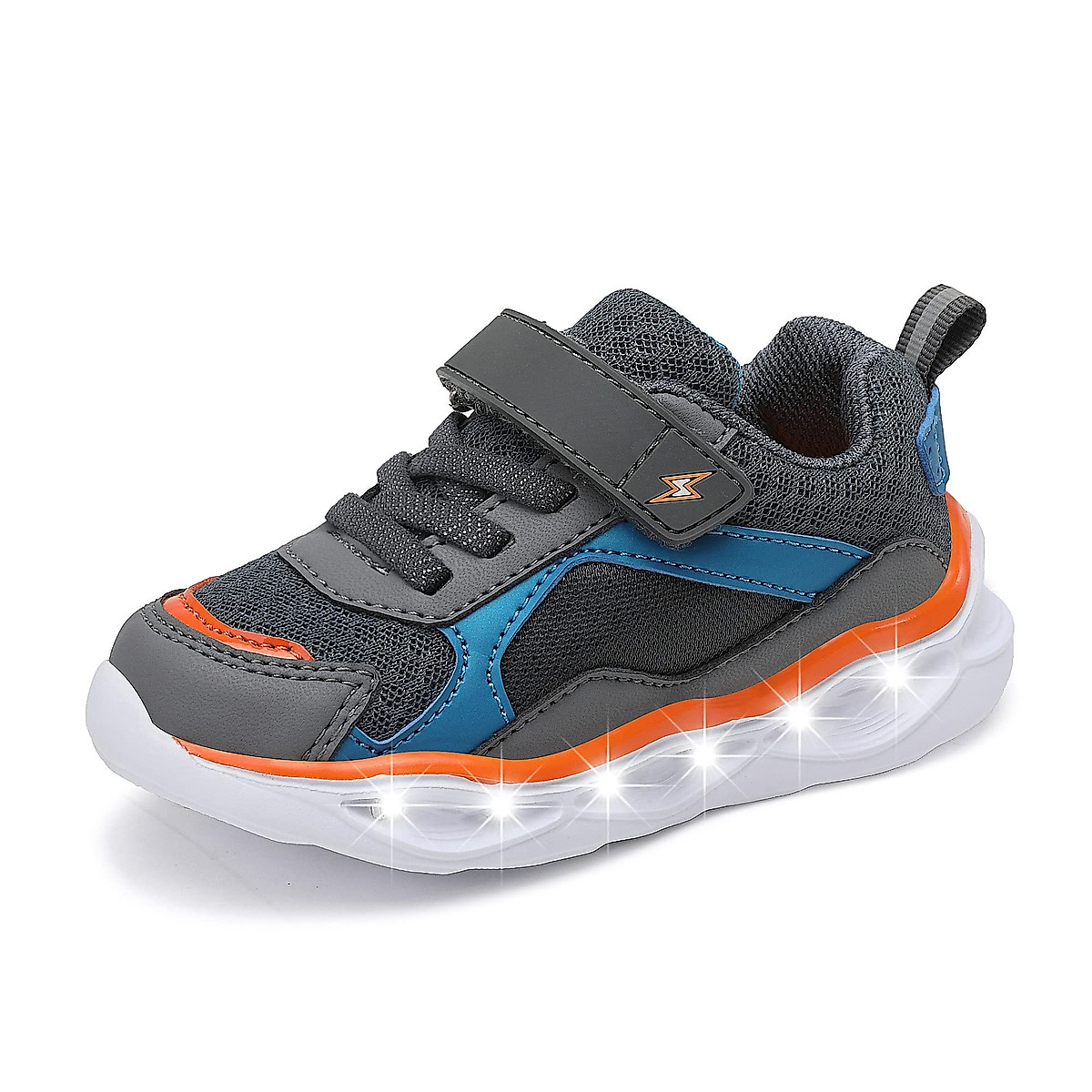 CNFOOTJKY Boys Light Up Shoes for Little Kids Lightweight LED Flashing Shoes Breathable Mesh Running Sneakers for Little Kids Size 11.5 Grey