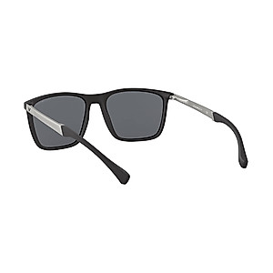 Emporio Armani Men's EA4150 Rectangular Sunglasses, Rubber Black/Grey, 59 mm