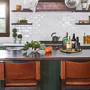 BOLUO Lazy Susan Organizer for Table Kitchen Countertop Turntable Small Farmhouse Wood Rotating Spice Rack 10 inch (LS02)