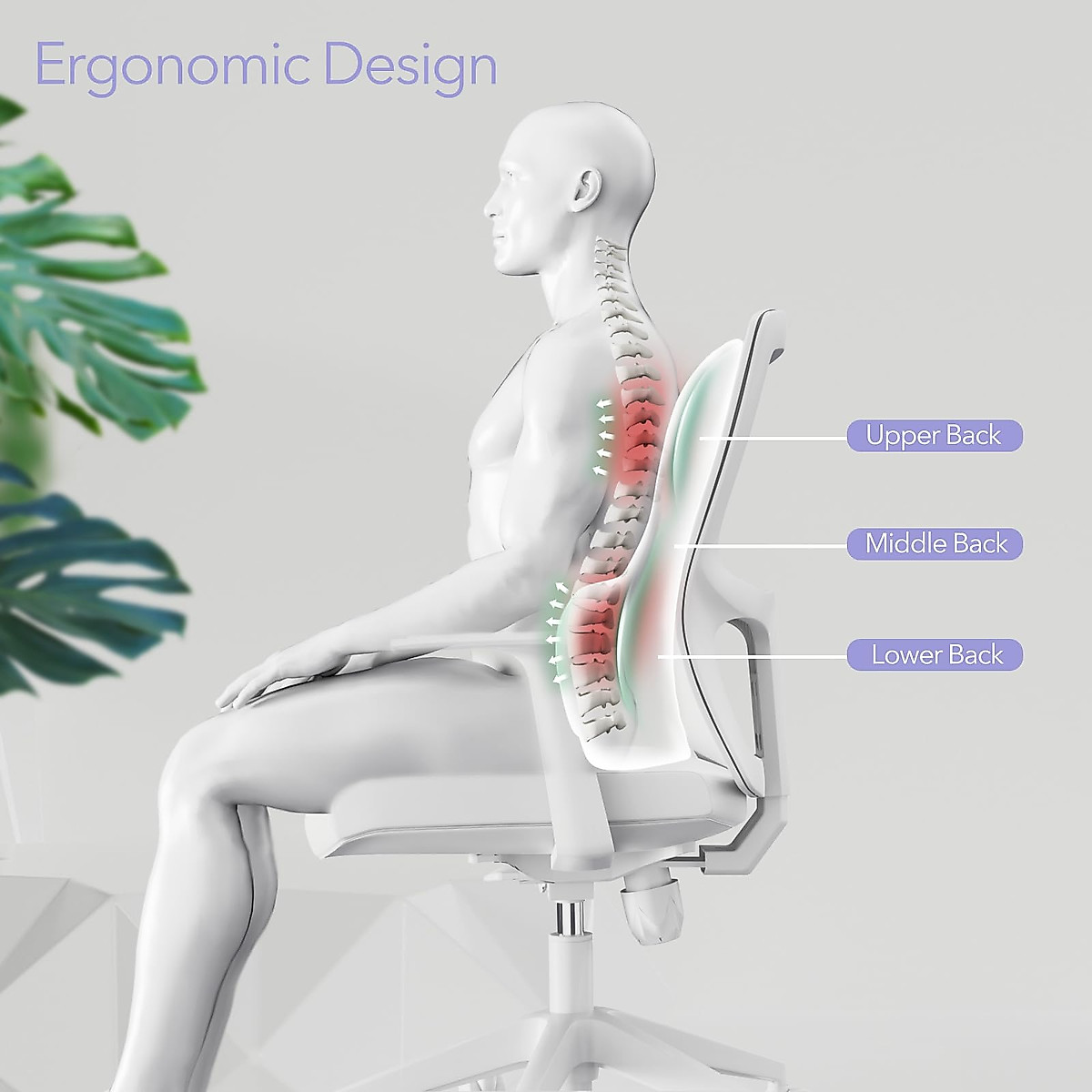 Lumbar Support Pillow Memory Foam Adjustable Back Cushion with Strap for Lower Back Pain Relief- Ideal for Office Chair, Car Seat, Bed, Recliner - Black