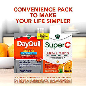 Vicks DayQuil & Super C Convenience Pack: DayQuil Severe Medicine for Cold & Flu Relief, Conveniently Packaged with Super C Energize and Replenish* Daily Supplement with Vitamin C, B Vitamins, 52ct