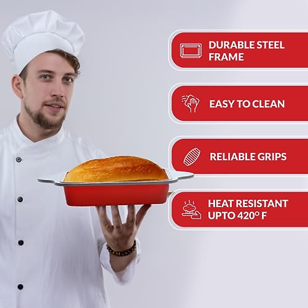 Silicone Bread Loaf Pan 9 x 5 Inch - Easy Release Non-Stick Baking Bread Pan Perfect for Banana Bread, Sandwich Bread, Pound Cake, and Meatloaf - Bread Mold Easy to Clean, BPA Free and Dishwasher Safe