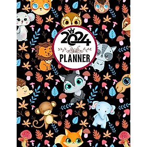 forest animals planner 2024: Weekly and Monthly For a More Organised | from January to December 12 months