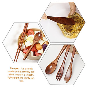 4 Sets Spoon Fork Chopsticks Wooden Cutlery Wooden Flatware Wooden Utensils for Eating Wooden Fork Wooden Tableware Wooden Chopsticks Wood Chopsticks Wood Dinnerware