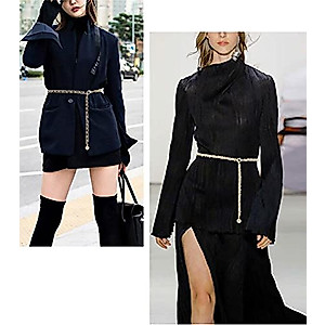 Gold Chain Waist Belts for Women for Dresses Black Leather Belt Belly Chain Jewelry for Women Long Waist Belt Body Chain Jewelry for Summer Beach