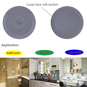 V-TOP Tub Stopper 2 Pack, 6 inches Large Silicone Drain Plug Hair Stopper Flat Suction Cover for Kitchen Bathroom Accessories and Laundry