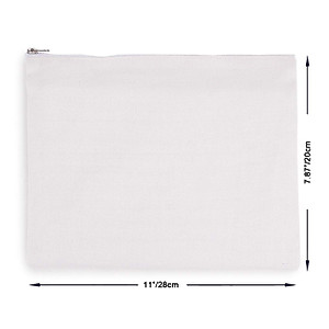 YINGKOR Cotton Canvas Zipper Cosmetic Bag Makeup Bags Tool Organizer with Cotton Lining 20x28cm, White, 7.87x11.02 inches, 20x28cm, Pack of 2