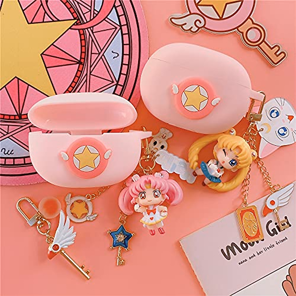 INHCH Compatible for Wireless Headphones Silicone Case Cover Cute Series for Beats Studio Buds Anti-Lost & Shockproof Easy Carrying Protective Case (Studio Buds,C)