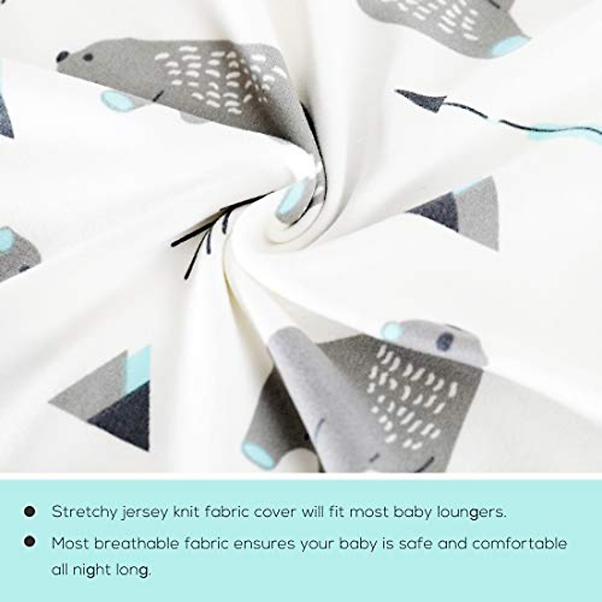 Stretchy Newborn Lounger Cover 2 Pack Sung Fitted Removable Slipcover,Ultra Soft Breathable,Owl & Bear