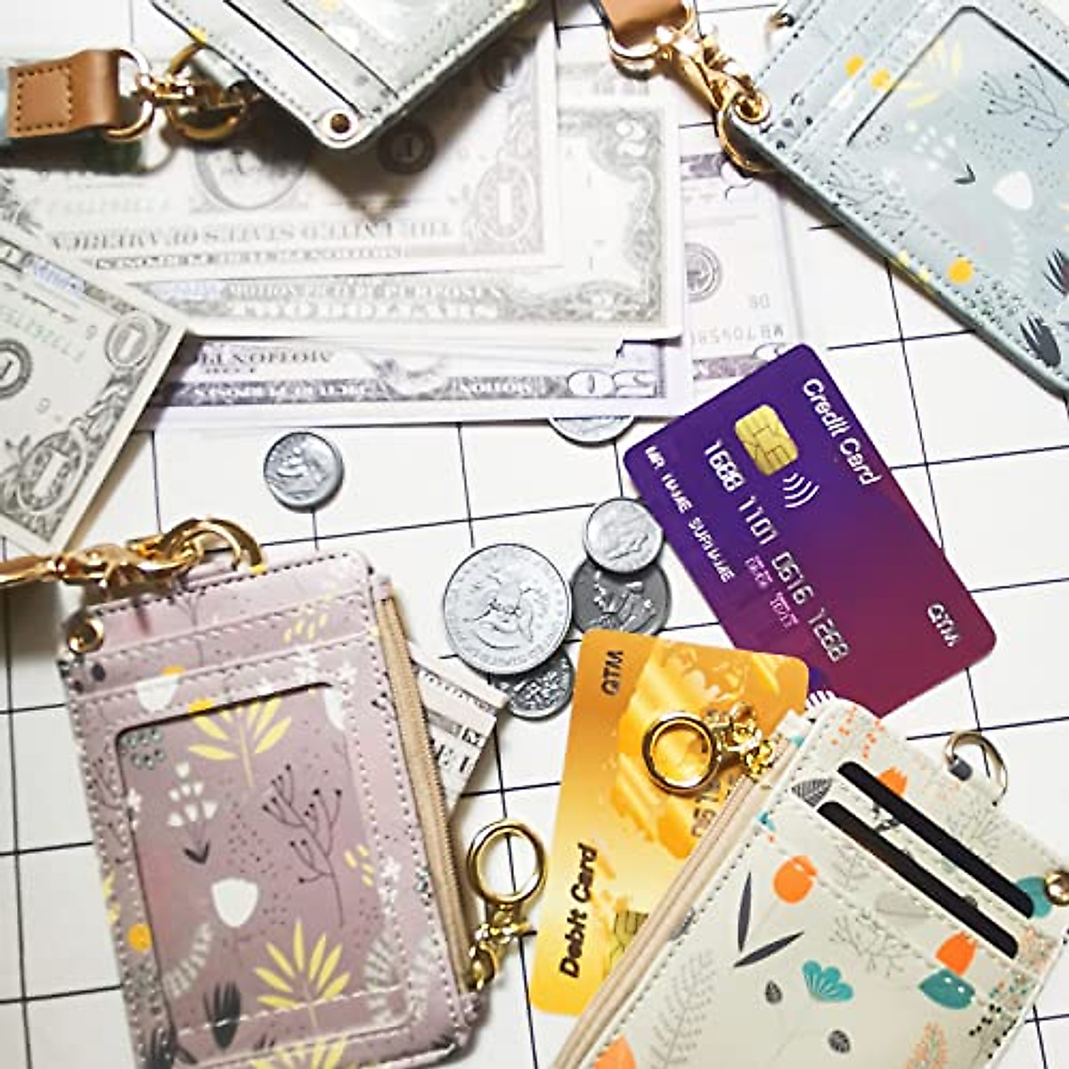 Lanyard Wallet,Wallet Lanyard,lanyards for id Badges,lanyards for id Badges for Women,Lanyard Wallet for Women,Fashion Badge Holder with Zipper (Light Yellow)