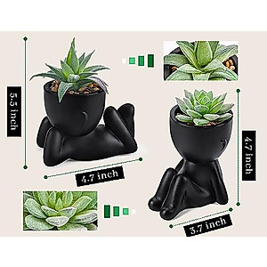 Der Rose Set of 2 Fake Plants Artificial Succulent Plants for Office Desk Accessories Bathroom Home Room Aesthetic Decor Indoor