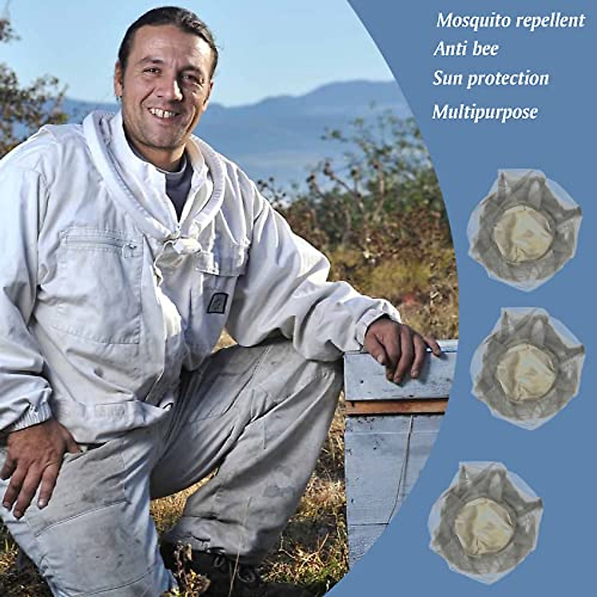 Mosquito Head Mesh Nets Gnat Face Netting, Extra Fine Holes Protective Cover Mask Face from Insect Bug Bee Mosquito Gnats for Outdoor Activities Hiking Fishing Hunting Camping Backpacking (4 Pack)