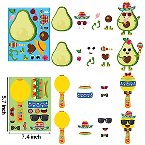 Haooryx 36Pcs Make Your Own Fiesta Stickers Sheet, Make a Face Stickers Game Mexican Fiesta Cinco De Mayo Taco Sticker Mix and Match Cactus Sticker for Kids Birthday Party Favor Gift Art Craft Rewards