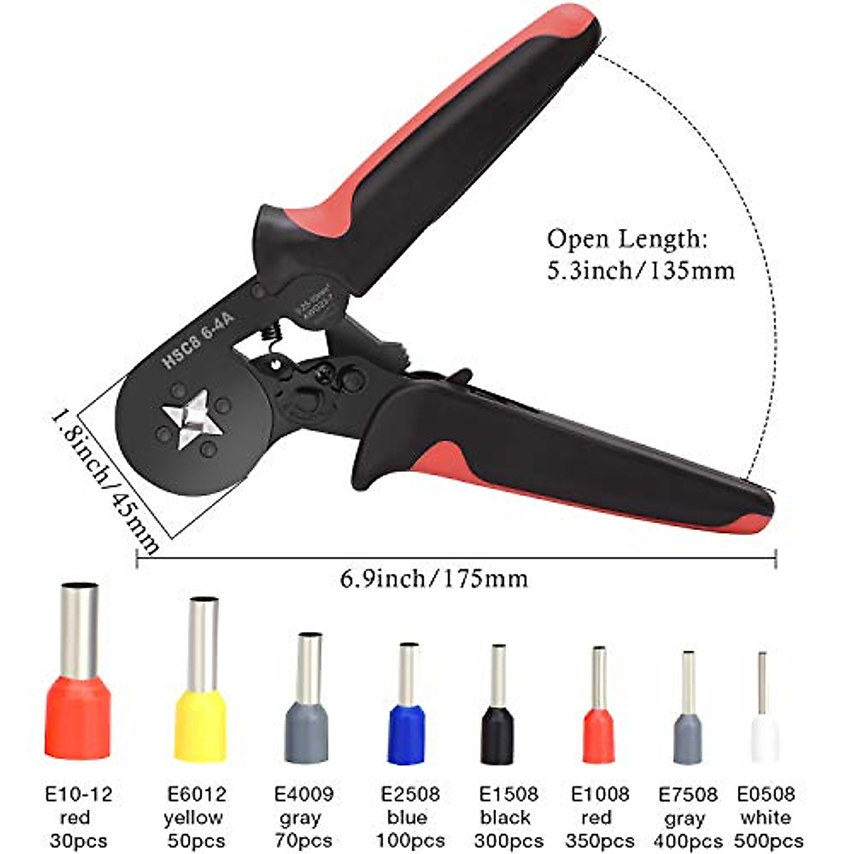 Ferrule Crimping Tools Wire Pliers - 1800 PCS Wire Ferrules with Crimpers Pliers Kit for Electricians, Adjustable Ratchet Tools with Terminals Connectors AWG 28-7, 0.08-10mm²