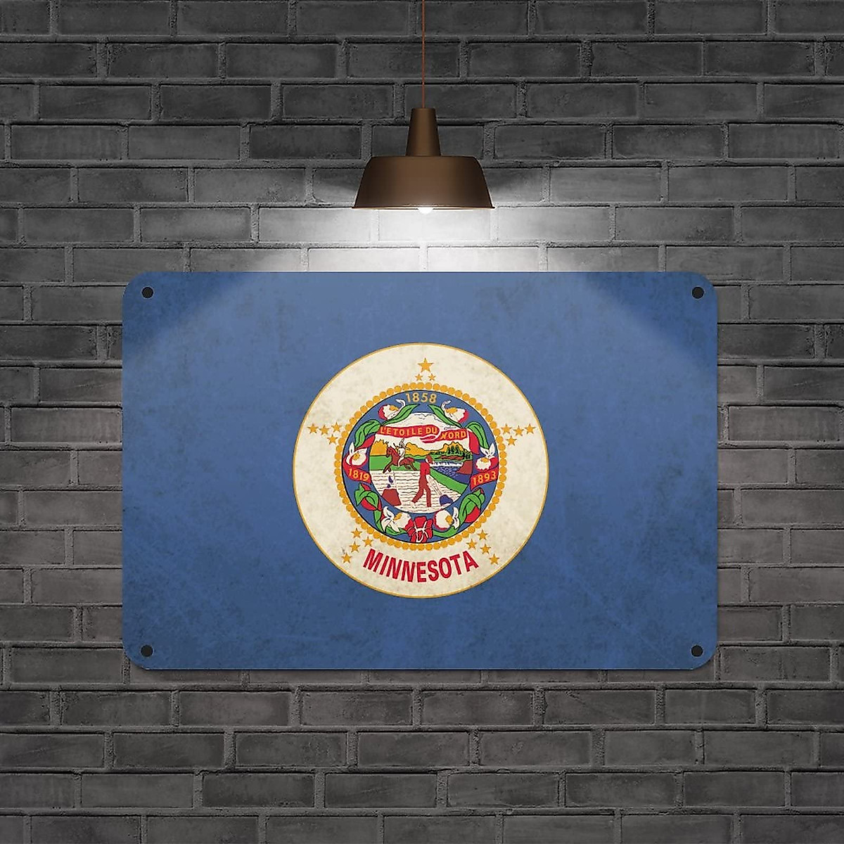 Minnesota Flag Signs Minnesota Metal Tin Sign Customized Rustic America State Home Metal Wall Art Sweet Home Vintage Indoor & Outdoor Decor for Home Man Cave Door Porch Garden Party 8x12 inch