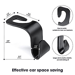 HOUSE DAY Car Seat Headrest Hooks, Black 4 Pack, Seat Hooks for Purses and Bags, Heavy Duty Purse Holder Bag Holder for Car, Space Saving Seat Hooks Purse Hanger for Vehicle