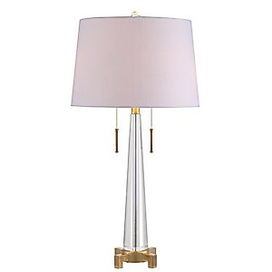 JONATHAN Y JYL2018A Zoe 29.5" 2-Light Crystal LED Table Lamp Contemporary Glam Modern Bedside Desk Nightstand Lamp for Bedroom Living Room Office College Bookcase LED Bulbs Included, Clear/Brass Gold
