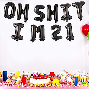 Oh I’m 21! Latex Balloons 16 Inch Black Hallo Twenty Five Cheers to 21 Years Old Theme Decor for Man Woman Happy 21st Birthday Party Photo Studio Prop Flag Decorations Favors Supplies