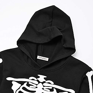 Perfashion Girls Halloween Sweatshirt Skeleton Crop Hoodie Glow in the Dark for Kids Costume 10 11