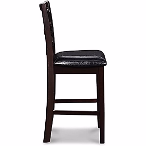 New Classic Furniture Gia 5-Piece Round Counter Height Dining Set with 1 Dining Table and 4 Chairs, 42-Inch, Ebony