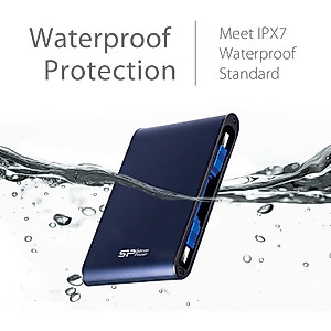 Silicon Power 1TB Rugged Portable External Hard Drive Armor A80, Waterproof USB 3.0 for PC, Mac, Xbox and PS4, Blue