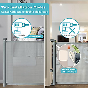 126 Inches Extra Wide Retractable Baby Gates for Large Openings, Sunnycome Extra Wide Baby Gate for Stairs, Doorways, Extra Long Dog Gates for Indoor, Outdoor, Child Gates for Wide Openings(Gray)