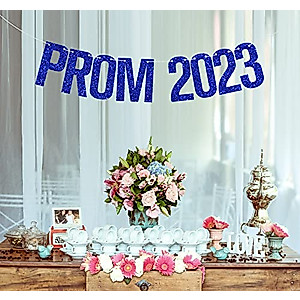 Prom 2023 Banner, Prom Night Decor, Class of 2023 Bunting Garland, 2023 Graduation Party Decorations Blue Glitter