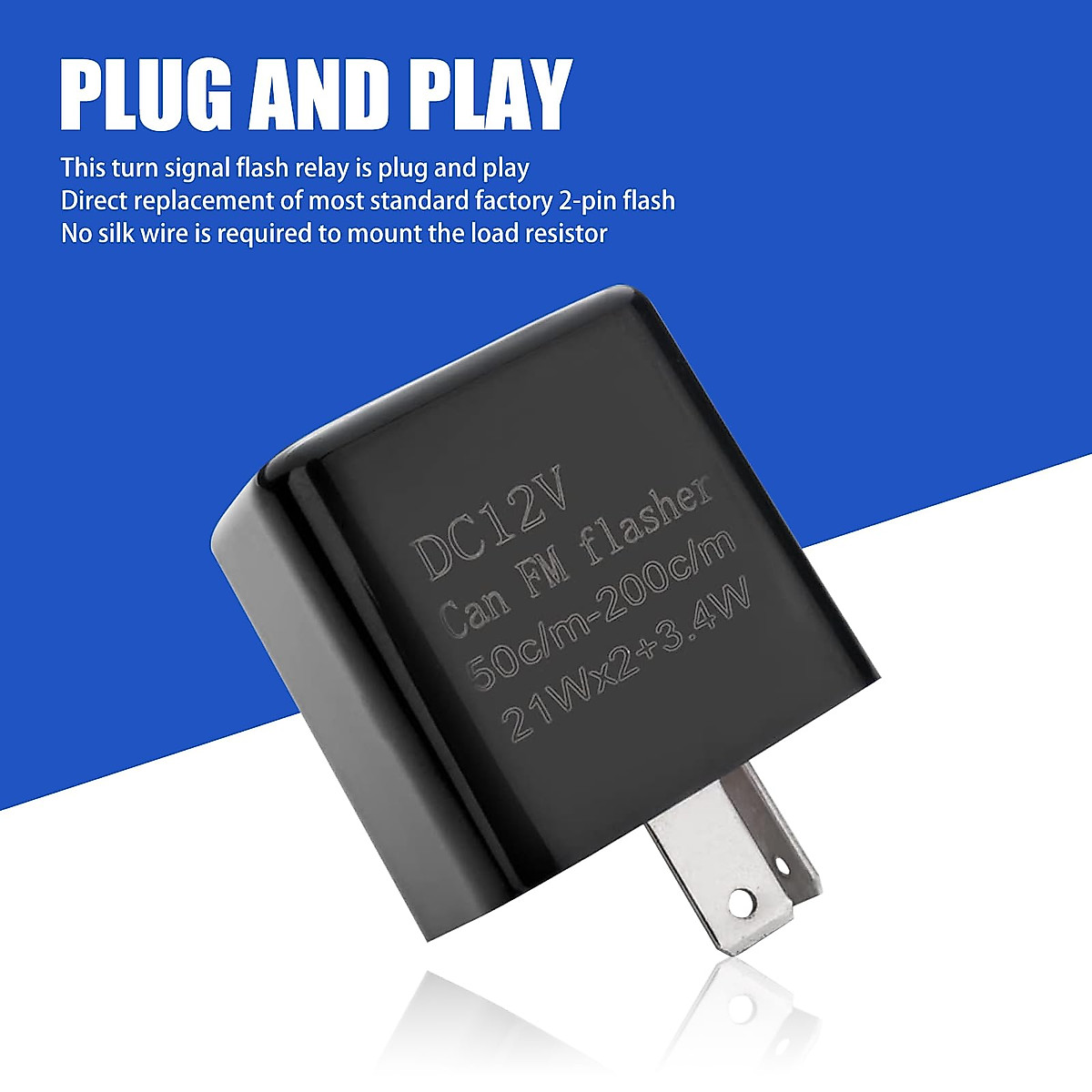 Dewkou 4 Pack Flasher Relays, 12 V LED Turn Signal Hyper Flash Relay, 2 Pin Speed Adjustable Electronic Flasher Relay, for Motorcycle, Car (Black)