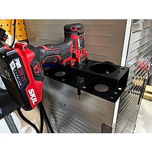 MUTUACTOR Super Power Tool Organizer,Non-slip 4 Drill Holder Magnetic Mount with 2 Layer Heavy Duty Metal Power Tool Storage Rack,Garage Tool Organizer Storage Screwdriver Plier Impact Drill Drivers