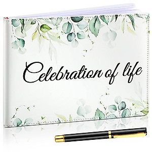 Patelai Funeral Guest Book with Pen Memorial Service Celebration of Life Guest Book Sign in Book for Funeral Leather Cardinal Guest Book in Loving Memorial Gift, 112 Pages(Celebration of Life)