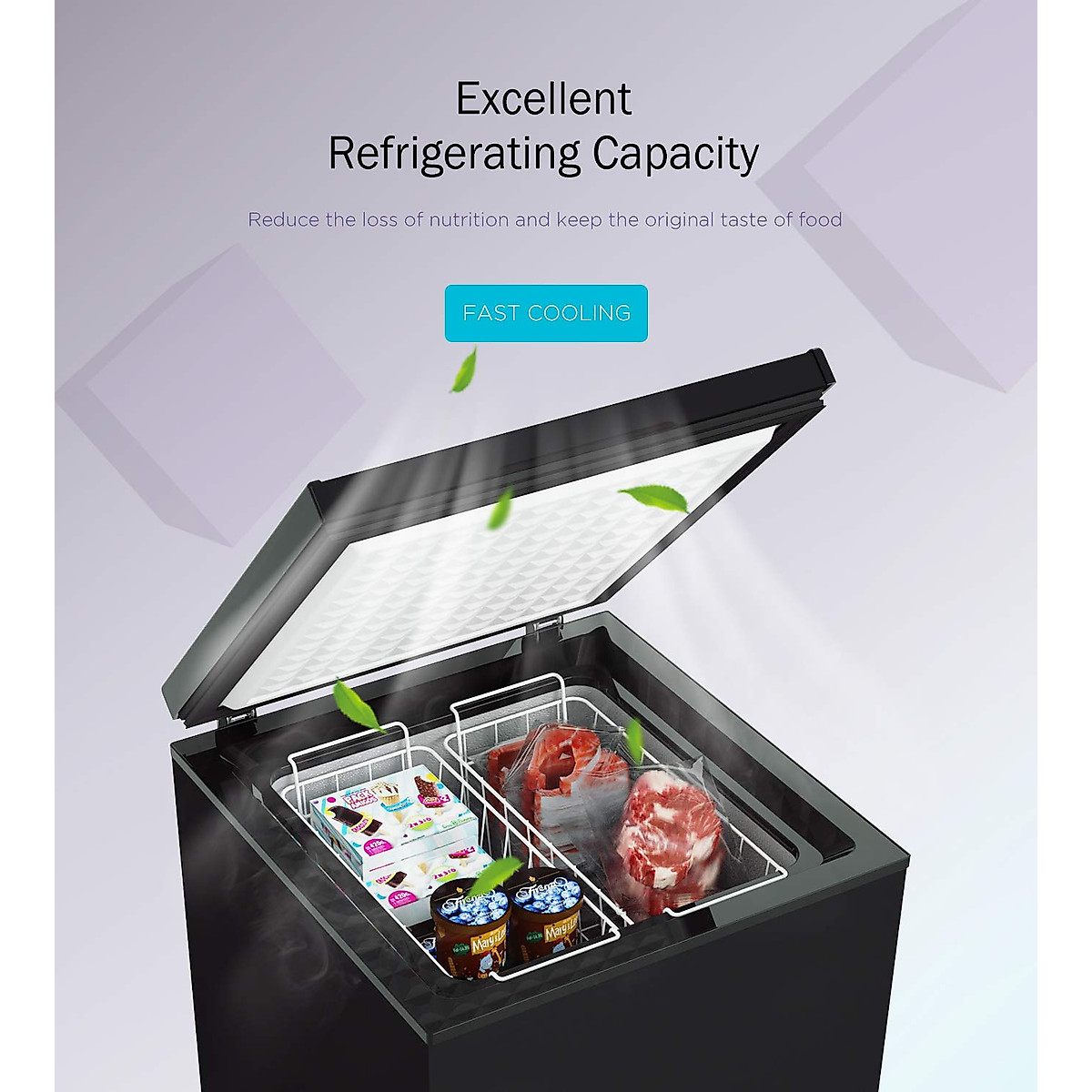 COOLHOME 3.5 Cubic Feet Chest Freezer with Removable Basket, from 6.8℉ to -4℉ Free Standing Compact Fridge Freezer for Home/Kitchen/Office/Bar (Black, 3.5 Cu.ft.-normal)