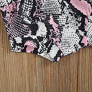 Infant Baby Girl Summer Outfits Short Sleeve Letter T-Shirt Top Bloomers with Headband 3Pcs Toddlers Clothes Set (Pink+Python, 0-6 Months)