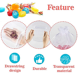 Sukh 100PCS Organza Bags 5x7 - Small Organza Sachet Jewelry Gift Favor Bags Drawstring Mesh Bags Gifts Valentines Wedding Eid Mubarak Halloween Eve Christmas New Year Party Candy Fruit Wrap Bulk White