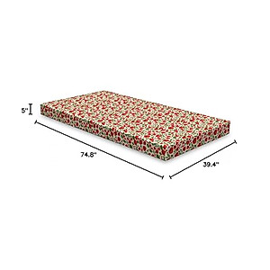 Ambesonne Poppy Flower Foldable Mattress, Nature Arrangement, 74.8" x 39.4", Green Red Beige