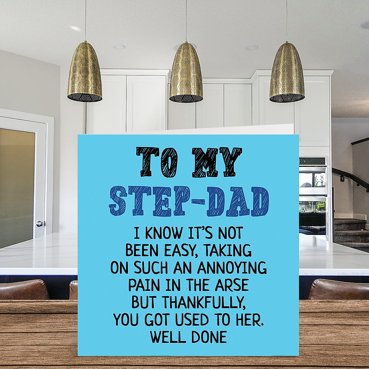 Step Dad Papa Birthday Card - Well Done - Funny Novelty Happy Birthday Father's Day Card from Step-Son Daughter, 5.7 x 5.7 Inch Beautiful Birthday Greeting Cards for Step Father Dad Pops Papa Daddy