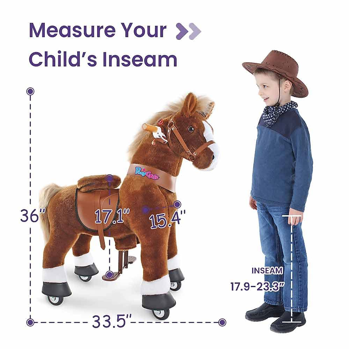 Smart Gear Pony Cycle Chocolate, Light Brown, or Brown Horse Riding Toy: 2 Sizes: World's First Simulated Riding Toy for Kids Age 4-9 Years Ponycycle Ride-on Medium
