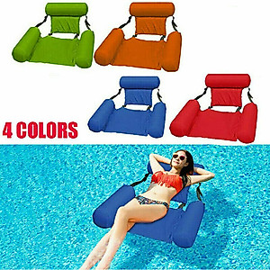 Swimming Floating Fordable Chair Pool Seats Inflatable Bed Adult Lounge Chair (Green)