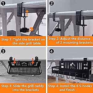 Black Griddle Caddy BBQ Caddy Designed for Blackstone Griddle Space-saving Grill Accessories Tool Free Holder Griddle Accessories for Outdoor Grill Metal