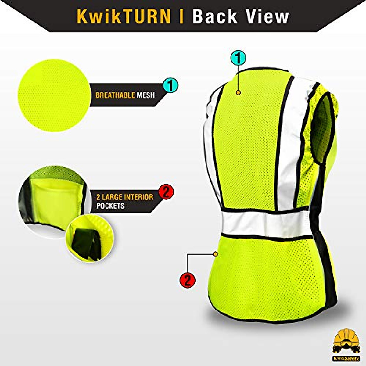 KwikSafety - Charlotte, NC - RoadBOSS Economy Safety Vest for Women [SNUG-FIT] 10 Pockets Class 2 High Visibility Reflective Tape ANSI OSHA Hi Viz Construction Work Gear/Yellow Medium