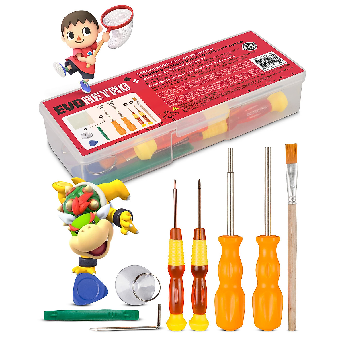 Electronic Repair Tool kit Gaming Screwdriver Repair Kit Set Compatible for Nintendo Switch, Wii, NES, SNES, N64, DS, Switch Lite, GBA, Gamecube by EVORETRO