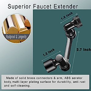 Faucet Extender, 2 Pack Universal Rotating 1080°Swivel Extension Faucet Aerator with 2 Water Outlet Modes - Black