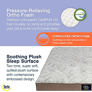 Serta Orthopedic Quilted Pillow Top Dog Bed for Pets – Chocolate Brown (Large)