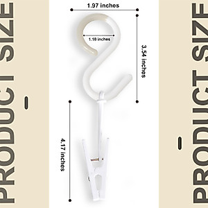 AOKELEON 6 Pack Laundry Hooks Clip Plastic Clothes Pins S Hooks Pins Towel Clips Super Strong Hanger Clips Flexible Neck Easy Twist and Lock for Clothing Store Kitchen Wardrobe Socks Handbag White